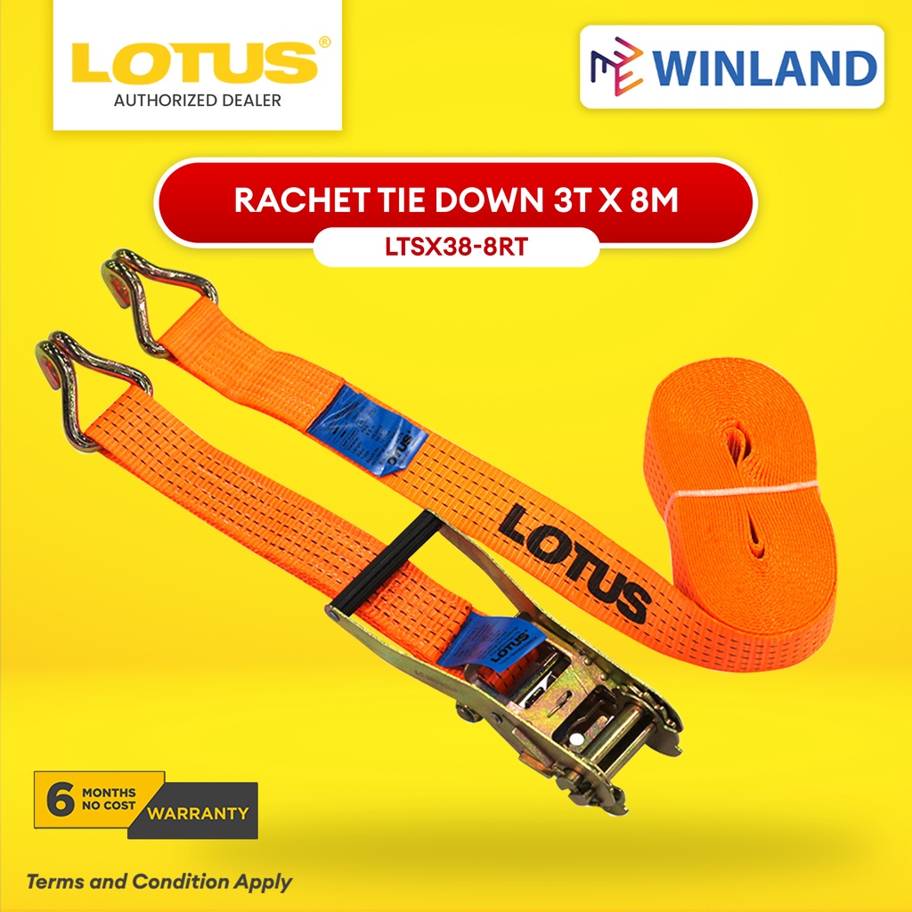 LOTUS by Winland 8m Ratchet Straps Tie Down Hold Secure Cargo Straps 3T ...