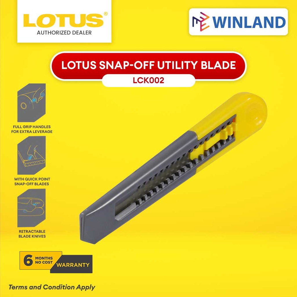 Lotus by Winland Snap-Off Utility Blade Cutter Knife Quick Point 9mm ...