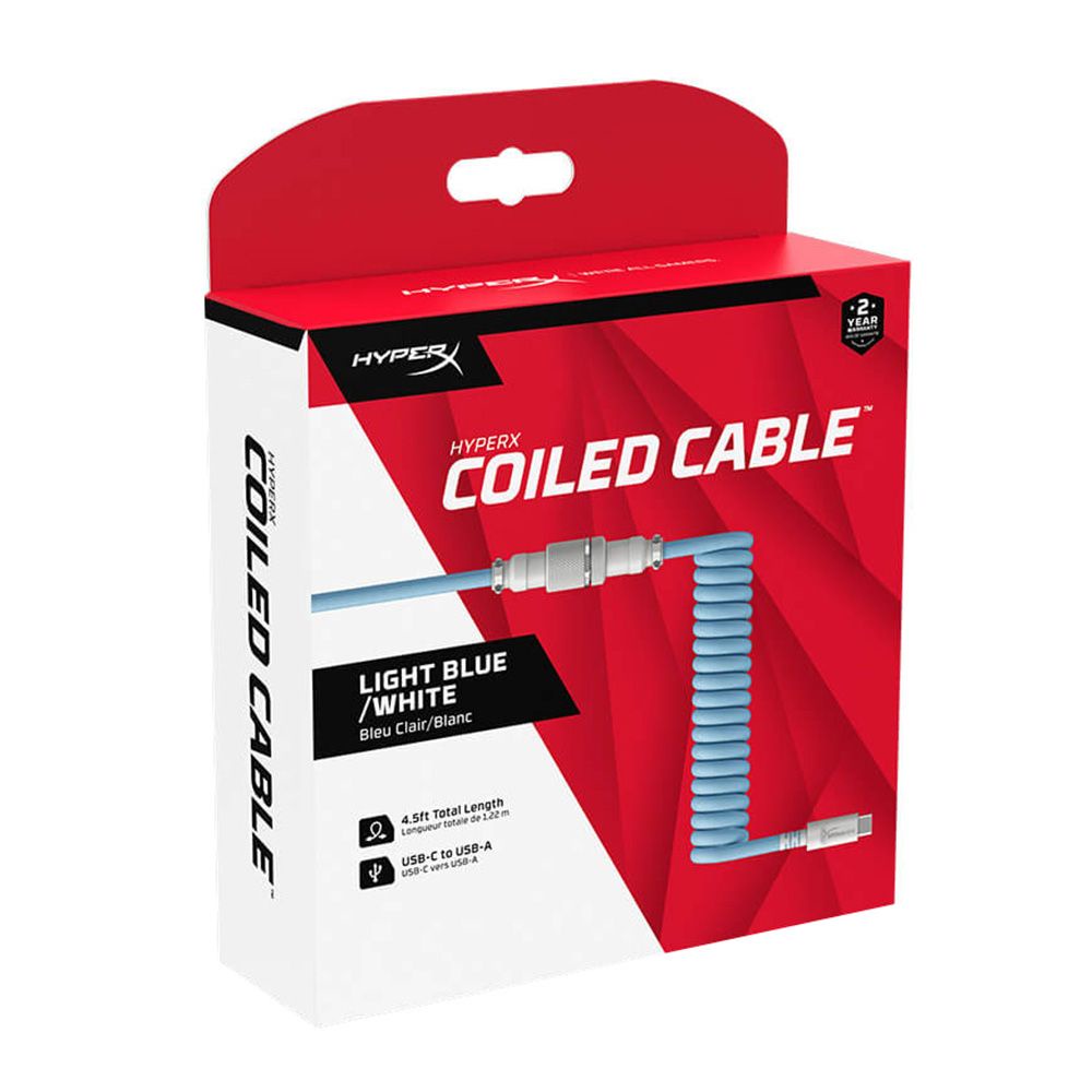 HyperX Gaming USB-C Coiled Cable ( Light Blue / White ), 6J680AA | Shopee Philippines