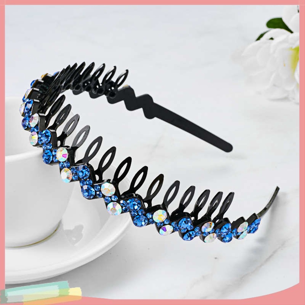 [LK] -Flower Rhinestone Shining Headband Plastic Anti-slip Tooth Women ...