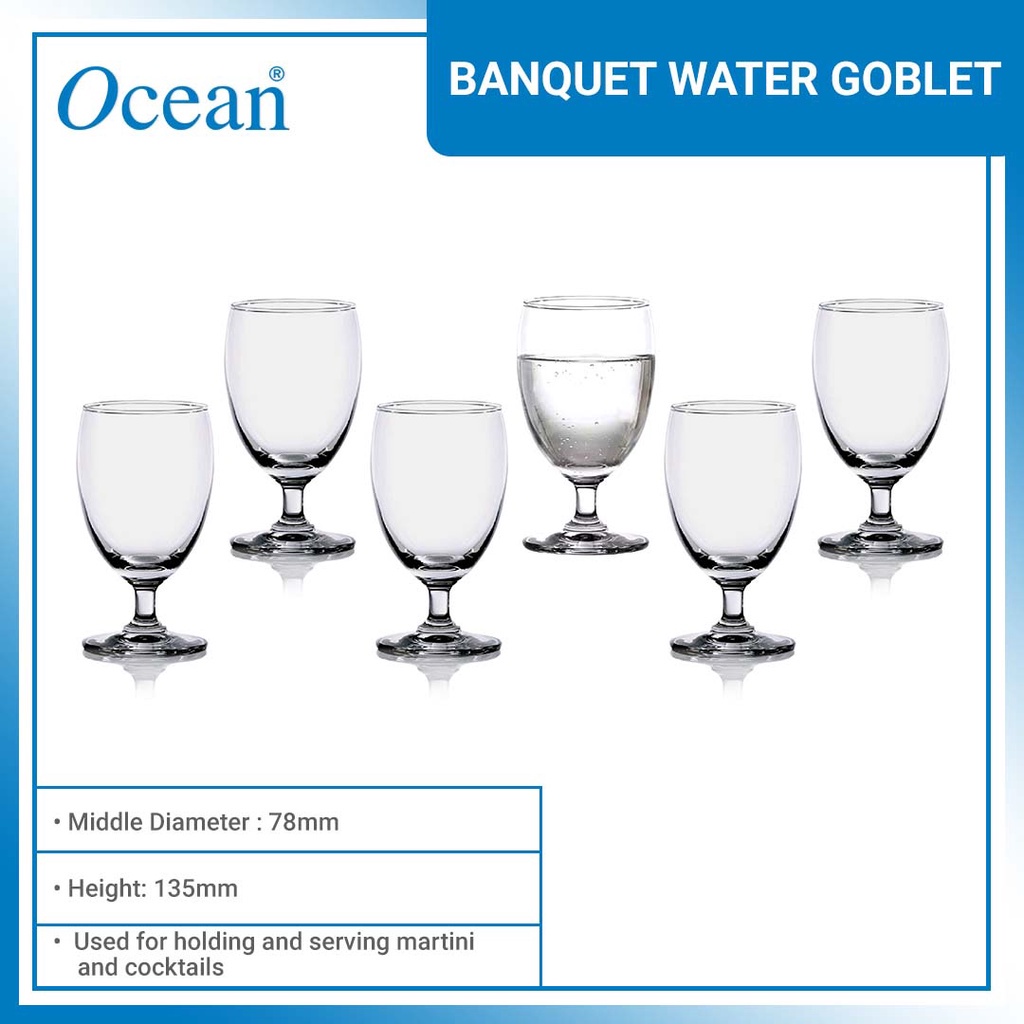 ۞Ocean Glass Classic Water Goblet 10 3/4 Oz. / 308 mL (SET OF 6 ...