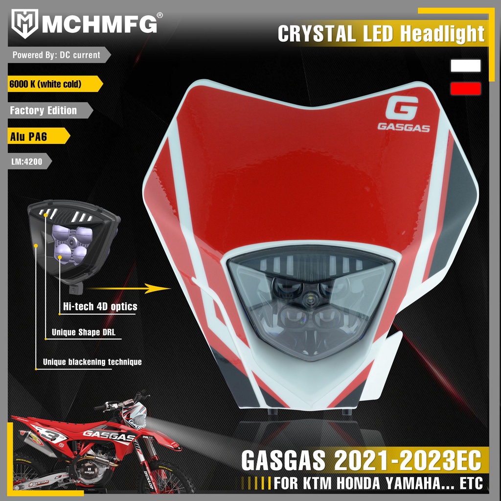 MCH Motorcycle Crystal LED Headlight Headlamp For GASGAS 2021-2023 EC 2021 2022 2023 Enduro ...
