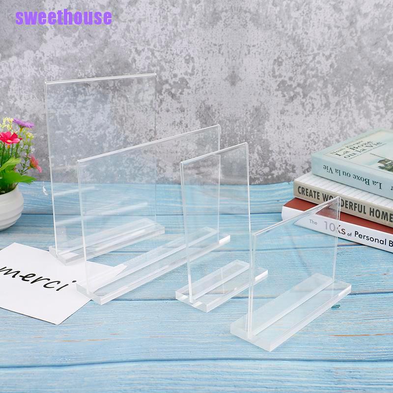 [Sweethouse] T shape Double Side Acrylic Sign Card Holder Display Stand ...