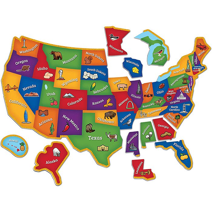 Great Geography and Journey Learning USA Magnetic Map Puzzle for Kids ...