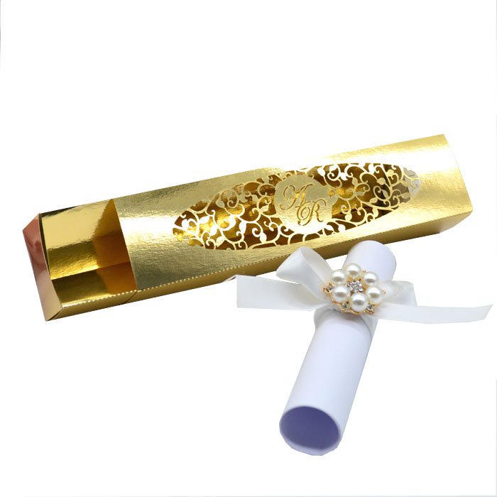 personalized wedding invitation box laser cut invitations scroll ...