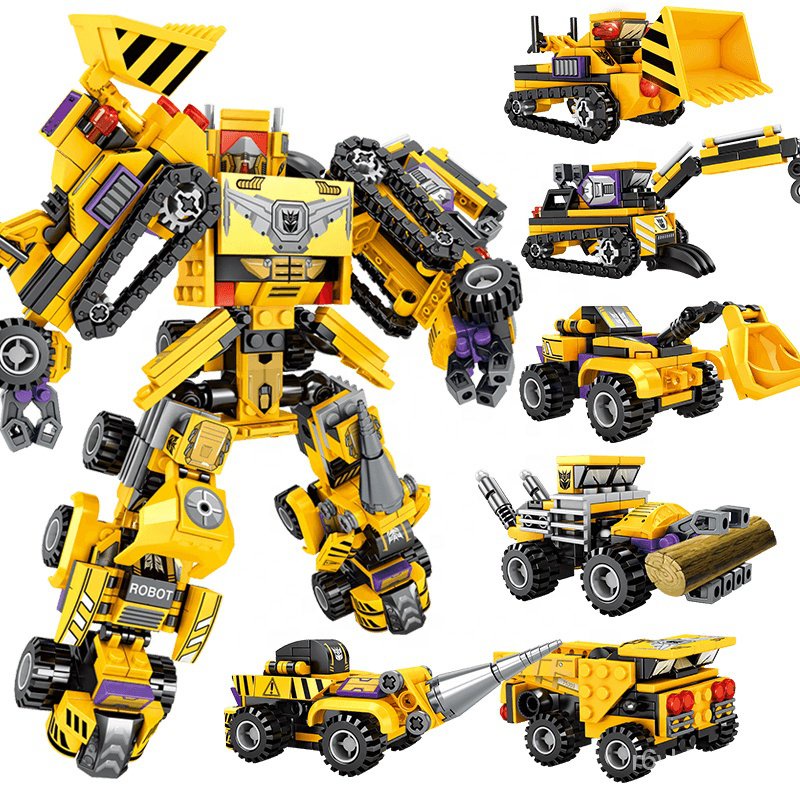 Engineering Vehicle Transform Robot Mini Block Kids Development ...