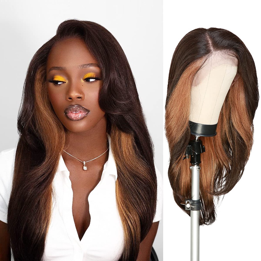 28 Inch HD LACE Front Wig Deep Transparent Wigs Human Hair Blend Pre ...