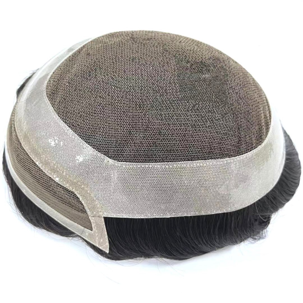 New swiss lace 100% human hair toupee fine mono man hair wigs lace ...