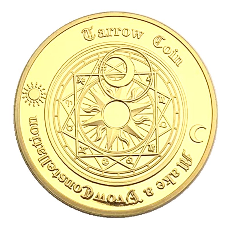 2019 Lucky Tarot Gold Coin Art Metal Craft Divination Sun Moon ...