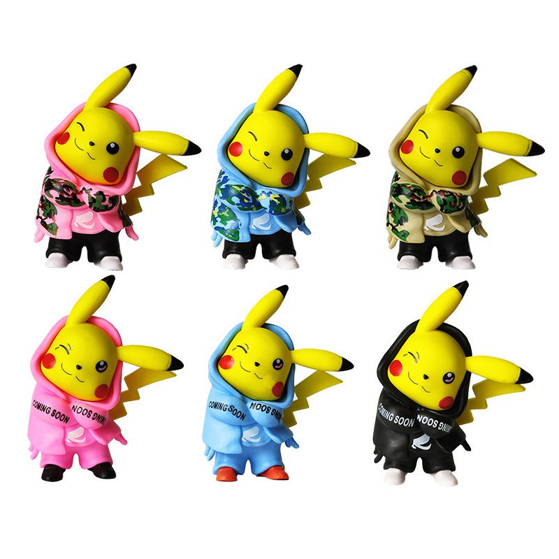 6pcs/set Pikachus cos action figure Pokemons Anime Figure gashapon toy ...