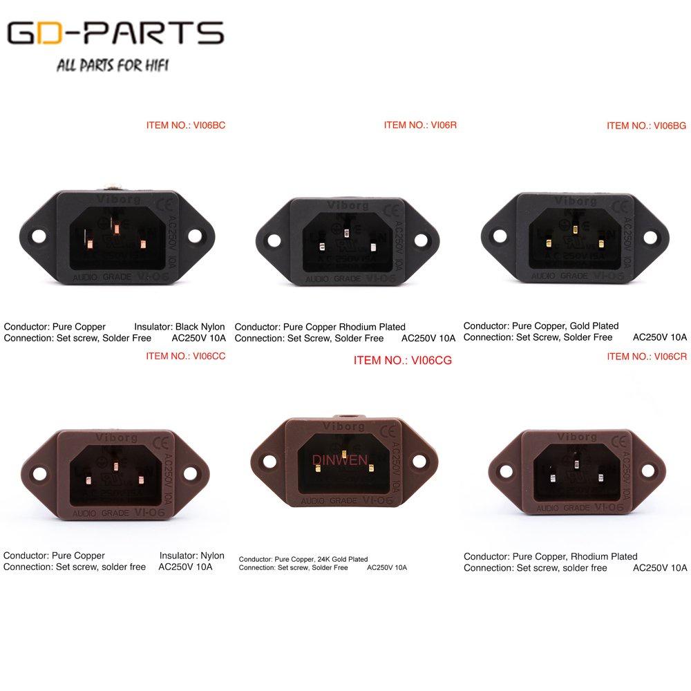 Viborg Pure Copper Mains AC Power Socket Plug Connector IEC320 C14 ...