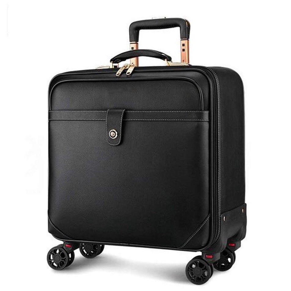 Trolley Laptop Bag Leather Business Wheeled Cabin Sized Computer Bag ...