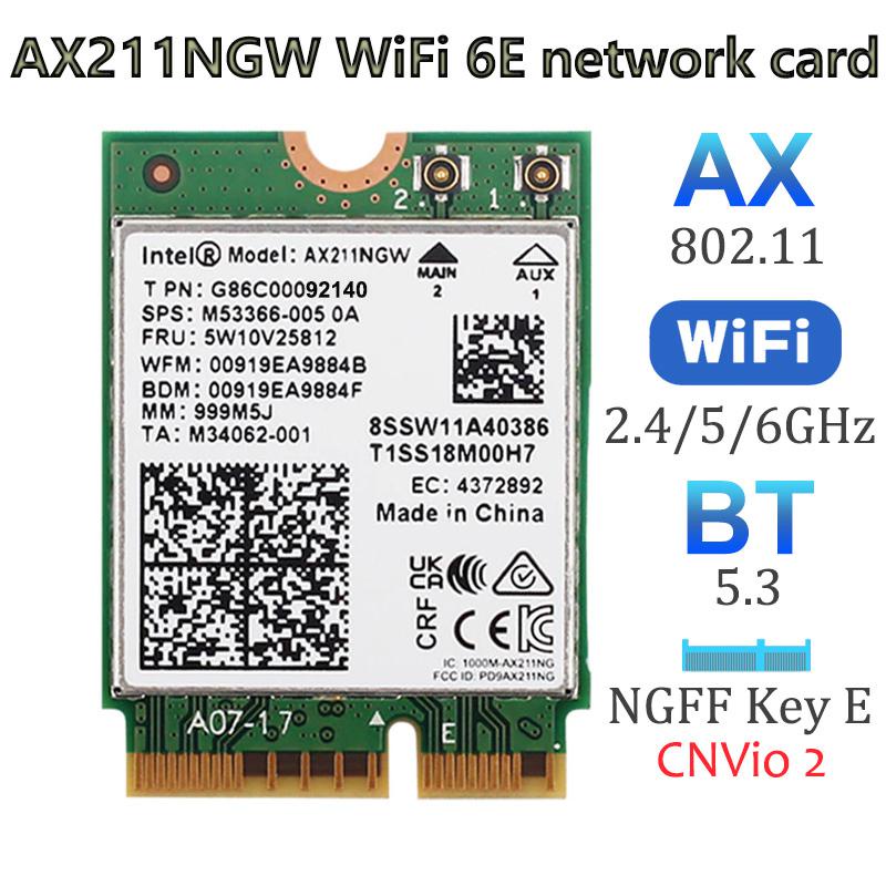 WiFi 6E 5374Mbps Intel AX211 CNVio2 M.2 Wifi Wireless Card Bluetooth 5. ...