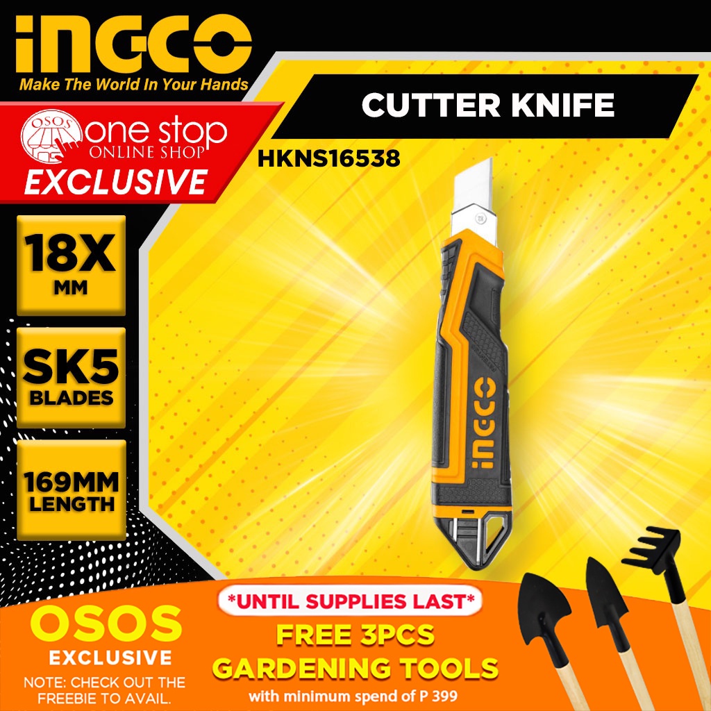 INGCO Original Industrial Snap-Off Blade Cutter Knife 18mmx100mm with ...