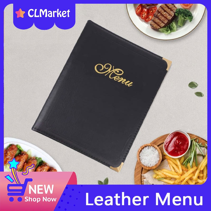 Menu Book Covers Cover Flexible Adjustment Of Inner Pages Black Leather ...