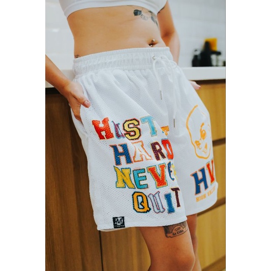 HIGH VALUE TARGET HUSTLE HARD MESH SHORT - WHITE | Shopee Philippines