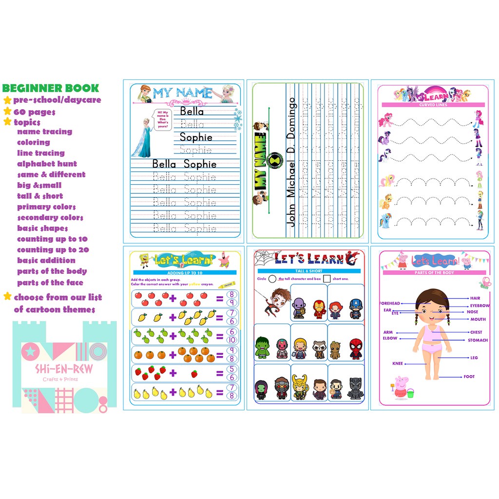 BEGINNER LEARNING ACTIVITY BOOK / WORKBOOK (3-4 yrs old; preschool ...