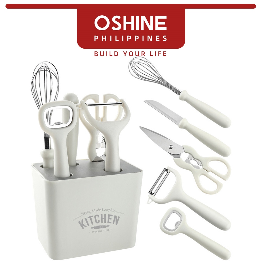 OShine 5/6PCS Kitchen Knife Tools Set With Holder Vegetable Fruit Peeler Kitchen Scissors Knife ...