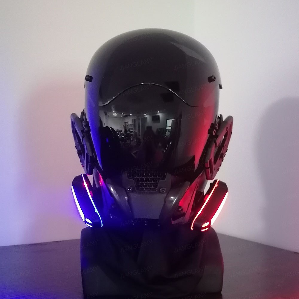 Futuristic Techwear Cyberpunk Mask with Light Cool Knight Samurai ...