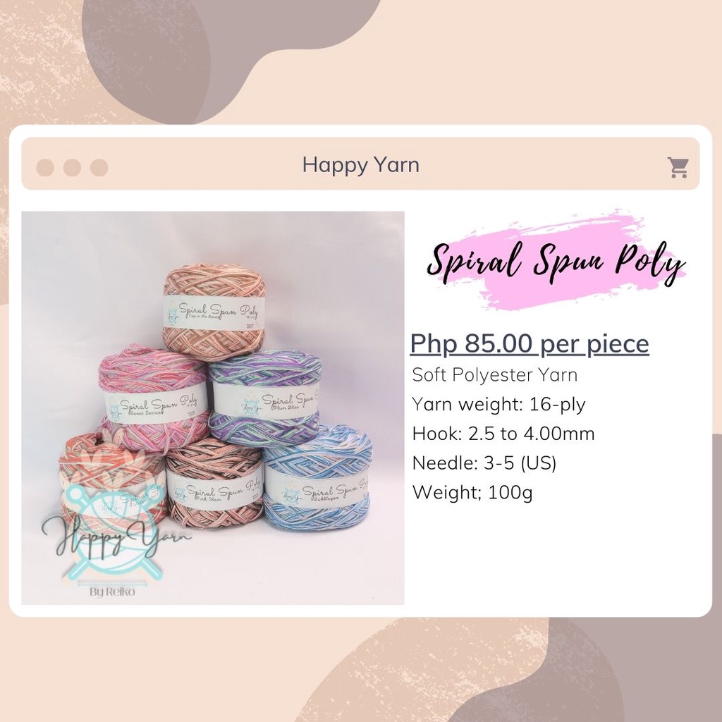 Happy Yarn Spiral Spun Poly 16-ply | Shopee Philippines