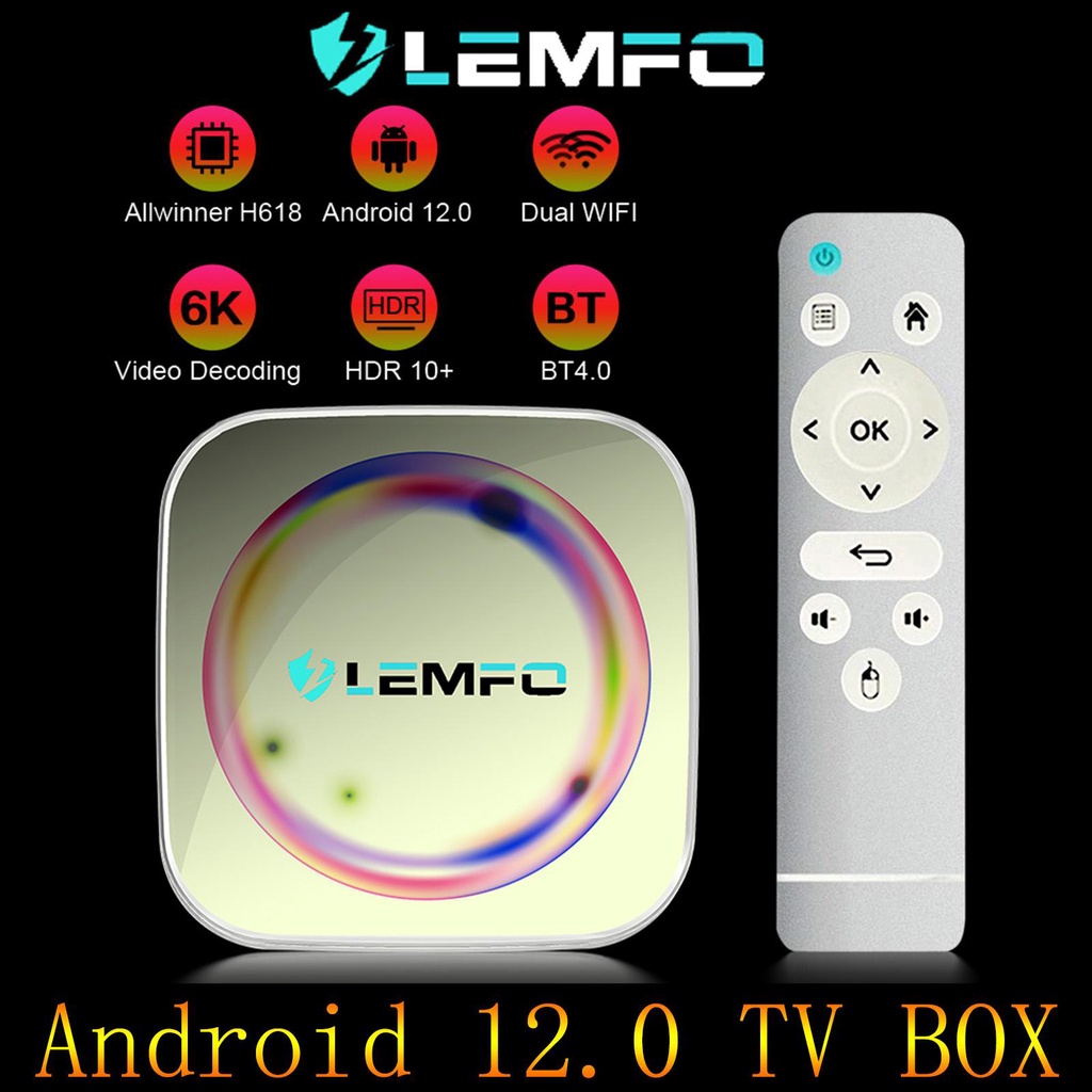 LEMFO TV box Android 12 6K Wifi 6 H8S Allwinner H618 2.4G 5G Dual Wifi ...