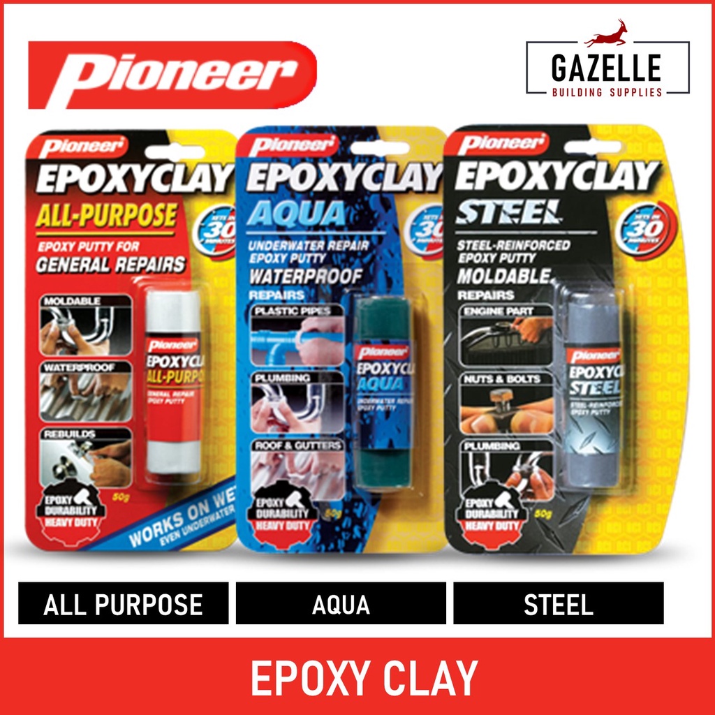 ♘Pioneer Epoxy Clay All Purpose / Steel / Aqua - 25g / 50g | Shopee ...