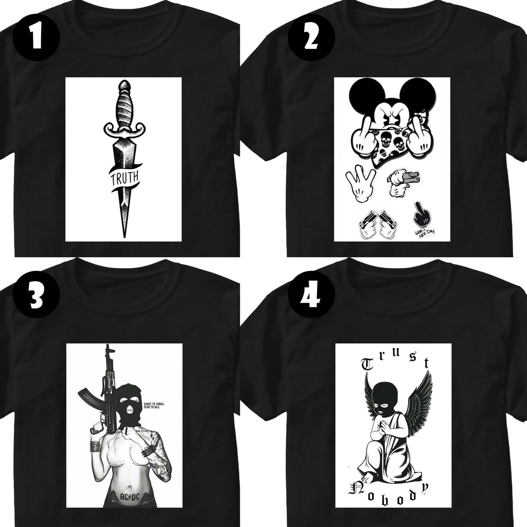 T529 GANGSTER LIFE Design Graphic Printed Tees White Black Tshirt for ...