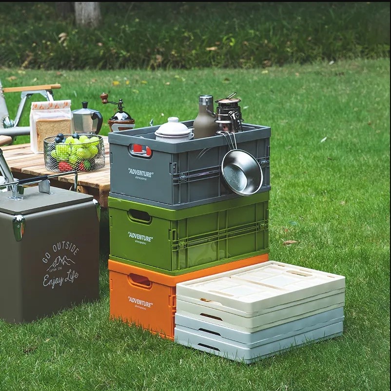 Livingplus Stackable Foldable Storage Crate Basket Outdoor Backup ...