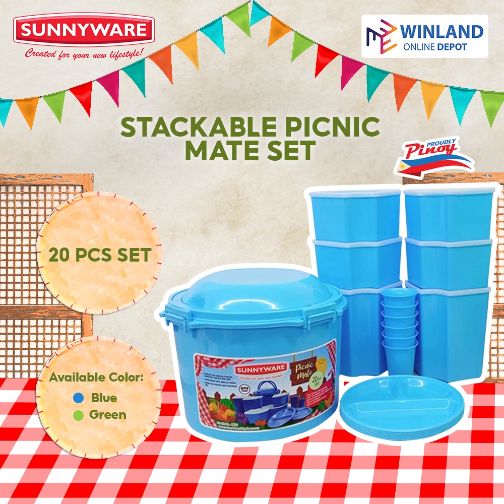 SUNNYWARE by Winland Stackable Picnic Mate Set - Deluxe (20pcs) 9822-A ...