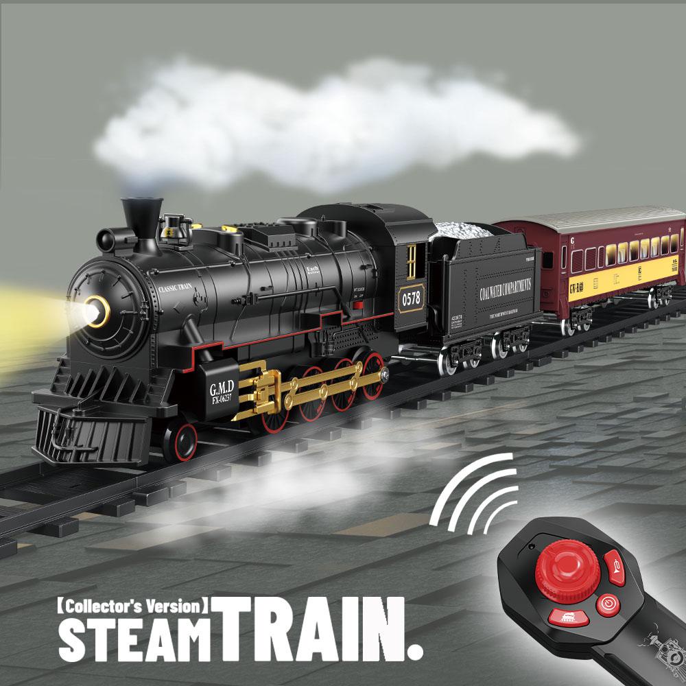 RC Train Toys Simulation Train Remote Control Retro Steam Electric ...