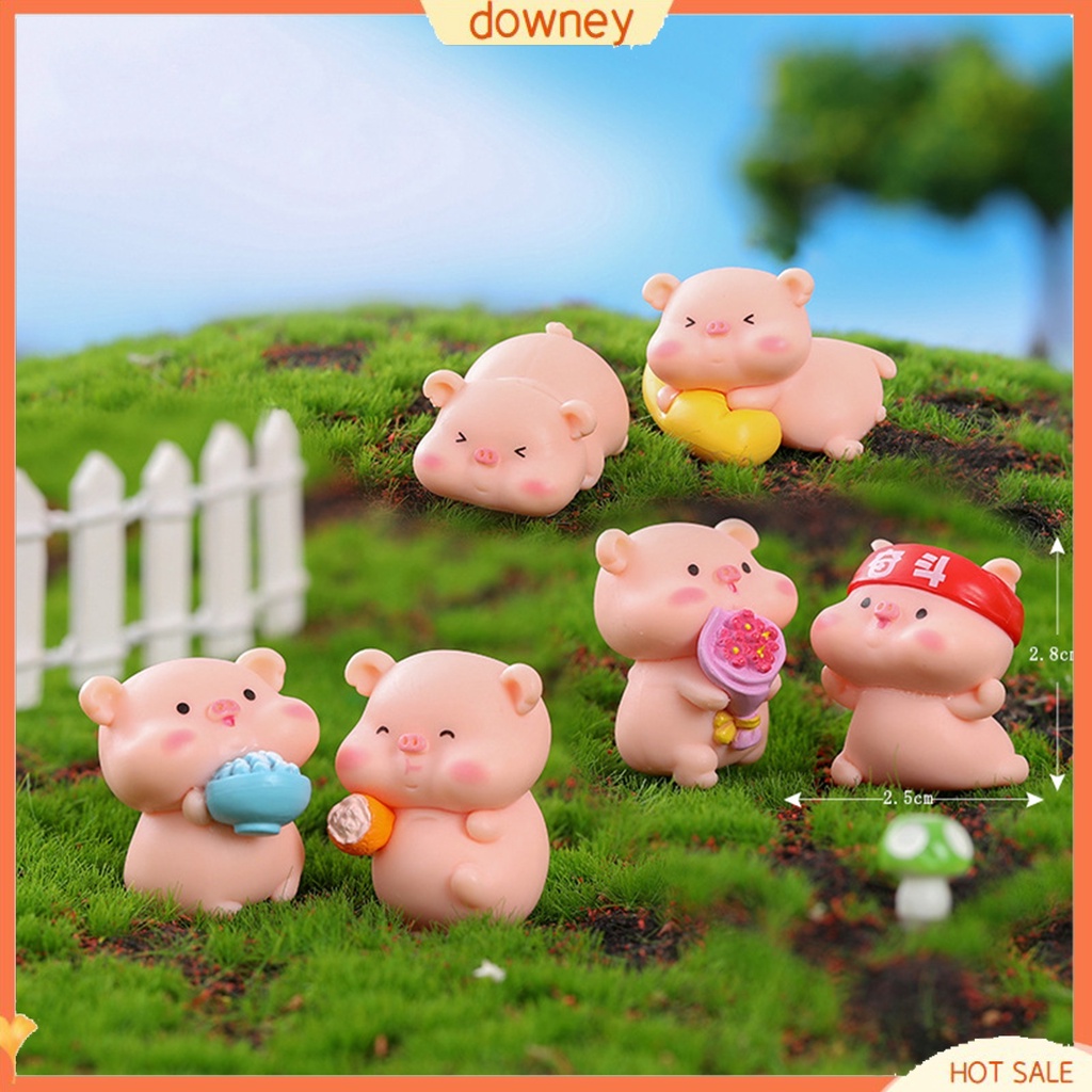 6Pcs Piggy Figurine Mini Charming Pig Figurine Eye-catching | Shopee ...