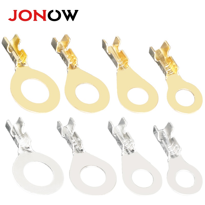 100PCS Ring Cable Lugs Crimp Terminals Gold Brass/Silver M3 M4 M5 M6 M8 ...