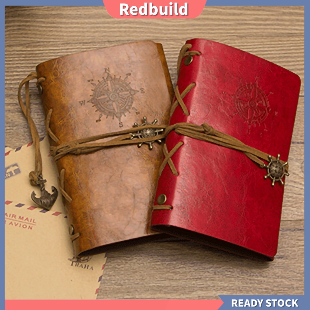 (redbuild) Retro Anchor Faux Leather Cover Notebook Journal Diary Blank ...