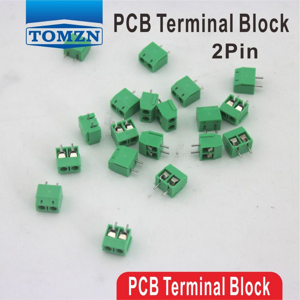 &100 pcs 2 Pin Screw Green PCB Terminal Block Connector 5mm Pitch ...