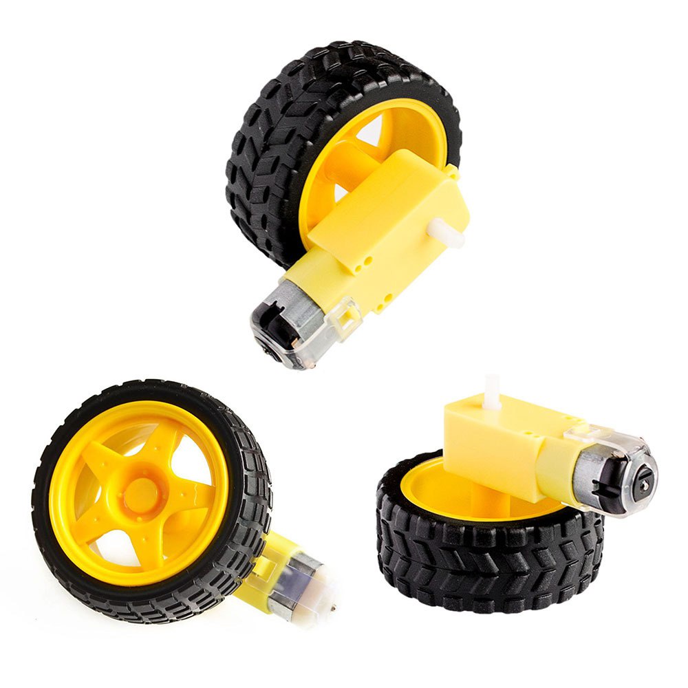 DC Electric Motor with Plastic TT Motor Tire Wheel 3-6V Dual Shaft Gear ...
