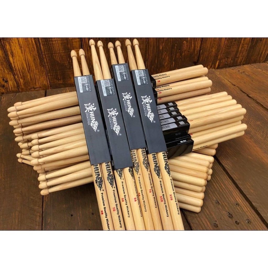 Drum Stick Hun Hickory Wood Black/Natural ( 5A, X5B, X5A ) | Shopee ...