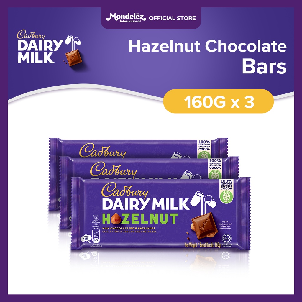 Cadbury Dairy Milk Chocolate Bar - Hazelnut Chocolate 160g Smooth ...