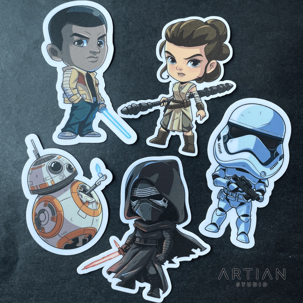 Star Wars Laptop Sticker Pack A (Rey, Finn, Kylo Ren, BB-8, Storm ...