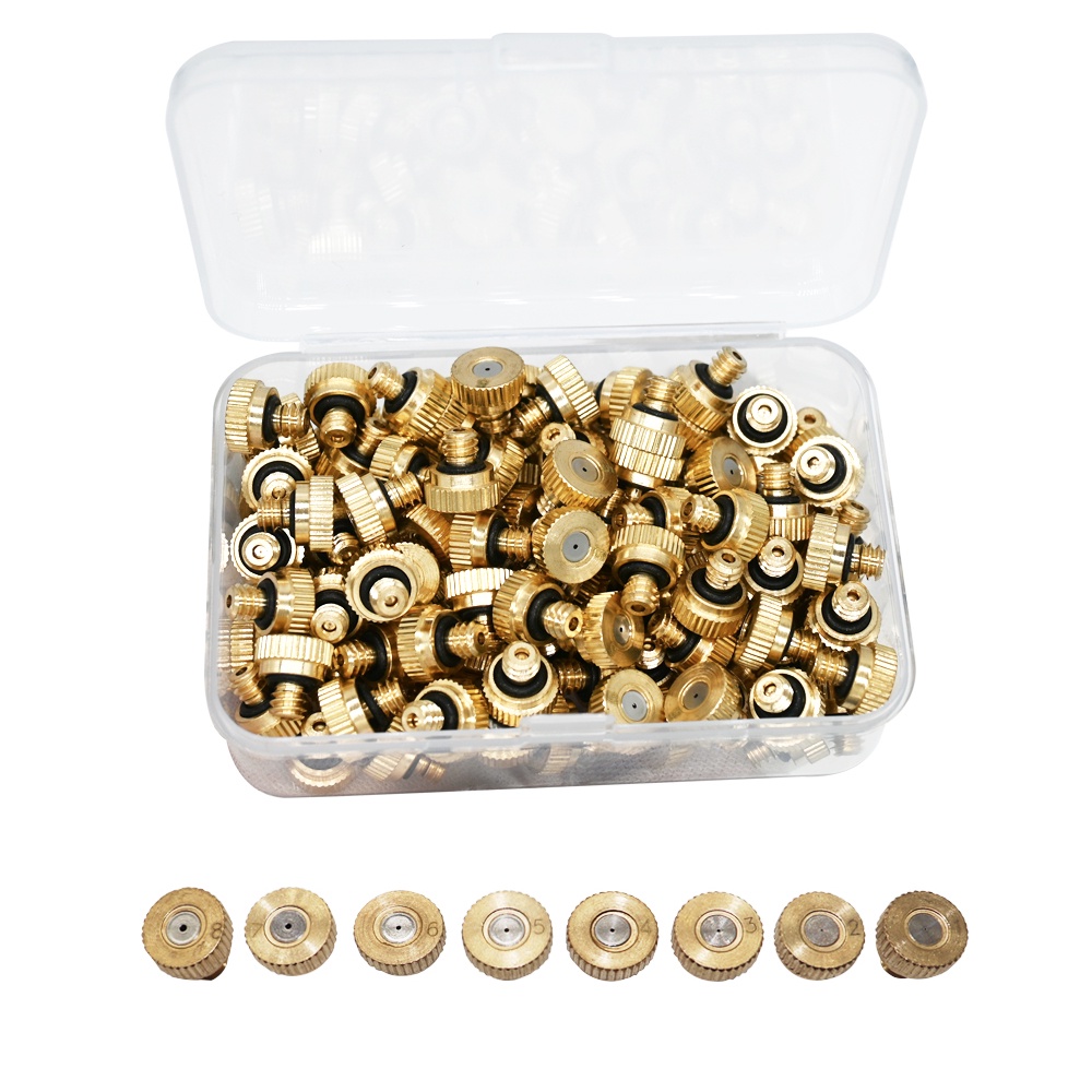 50PCS Threaded Brass Misting Nozzle 0.1-0.8mm Orifice Water Mister ...