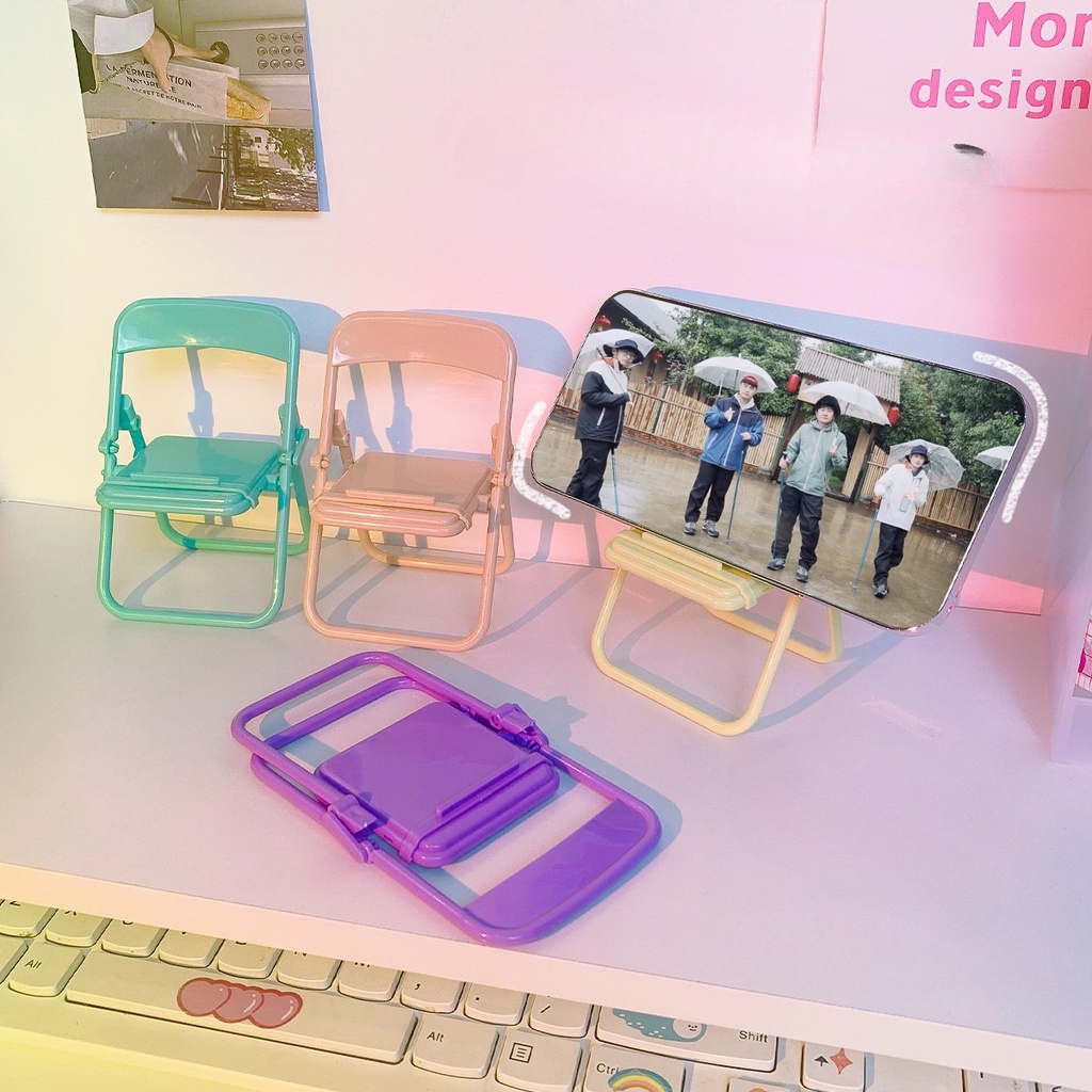 Portable Mini Mobile Phone Stand Desktop Chair Stand 4 Color Adjustable ...