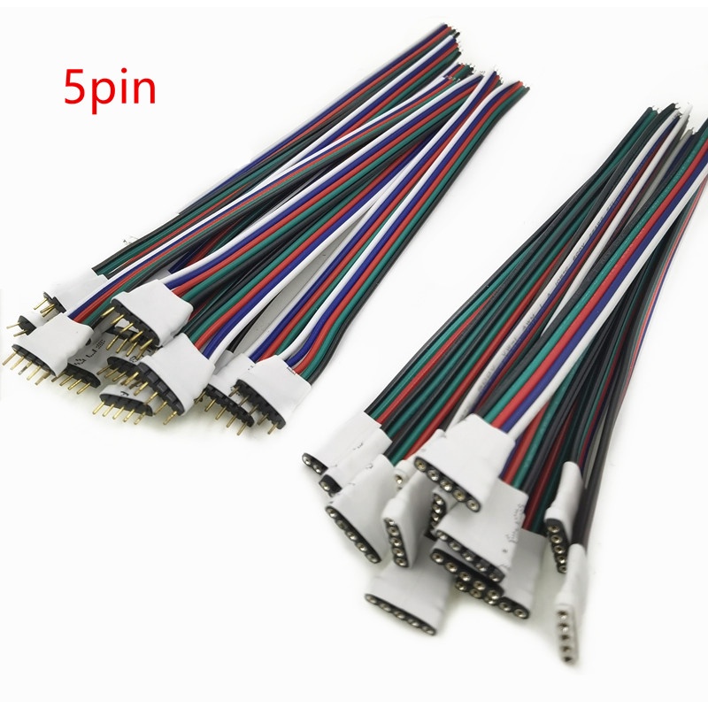 10pcs 4pin 5pin LED RGB RGBW Strip Light Connector Male and Female Plug Socket Connecting Cable ...