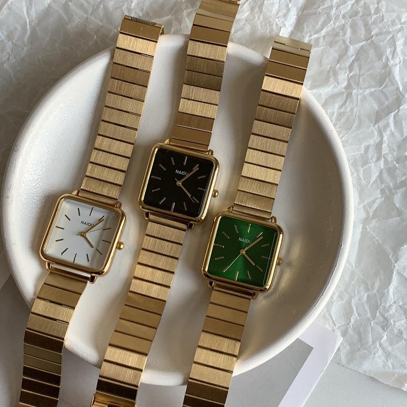 Bamboo Joint with Square Large Dial Gold Watch Female Special-Interest ...