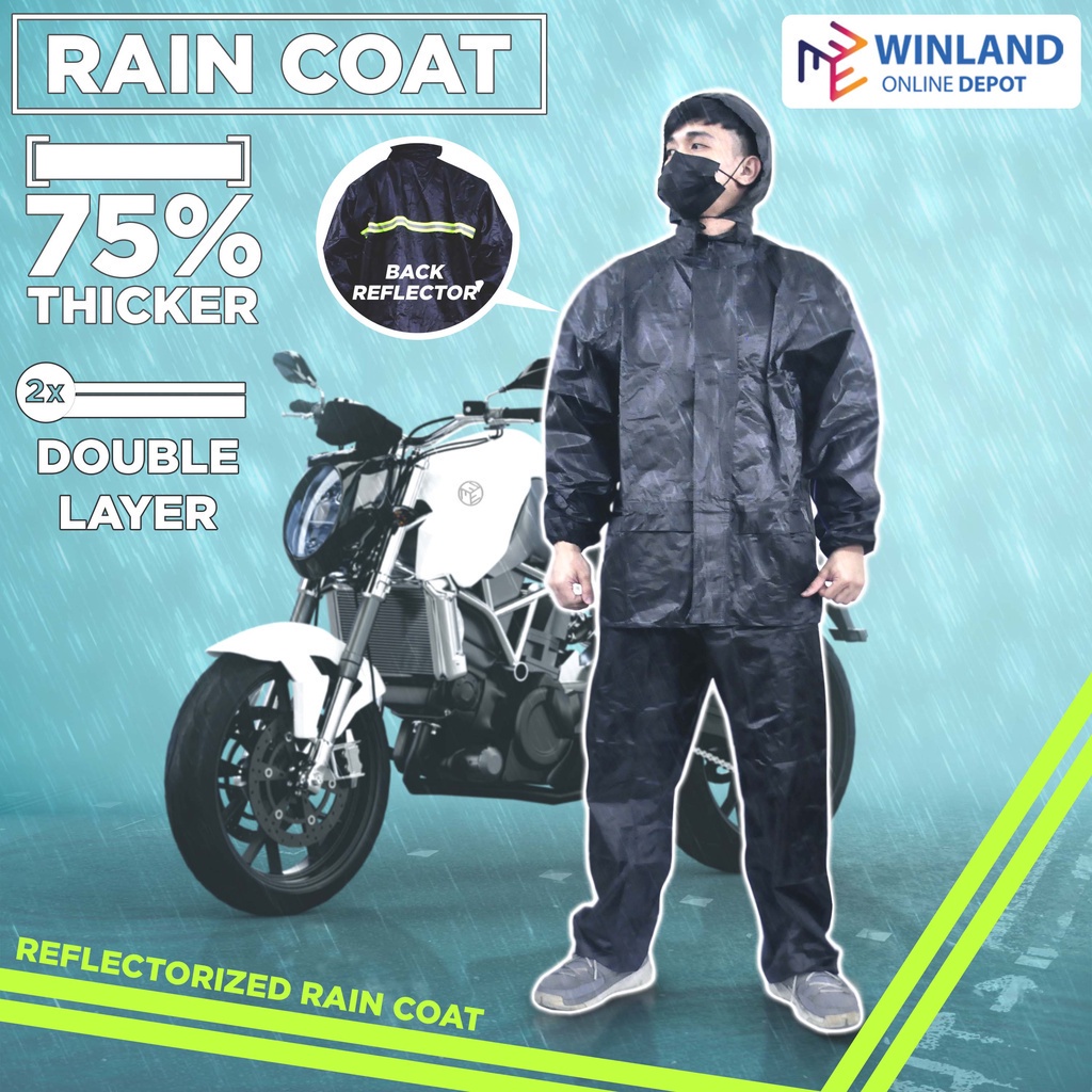 [5393]Waterproof Unisex Rain Coat Reflectorized Stripe Raincoat for ...
