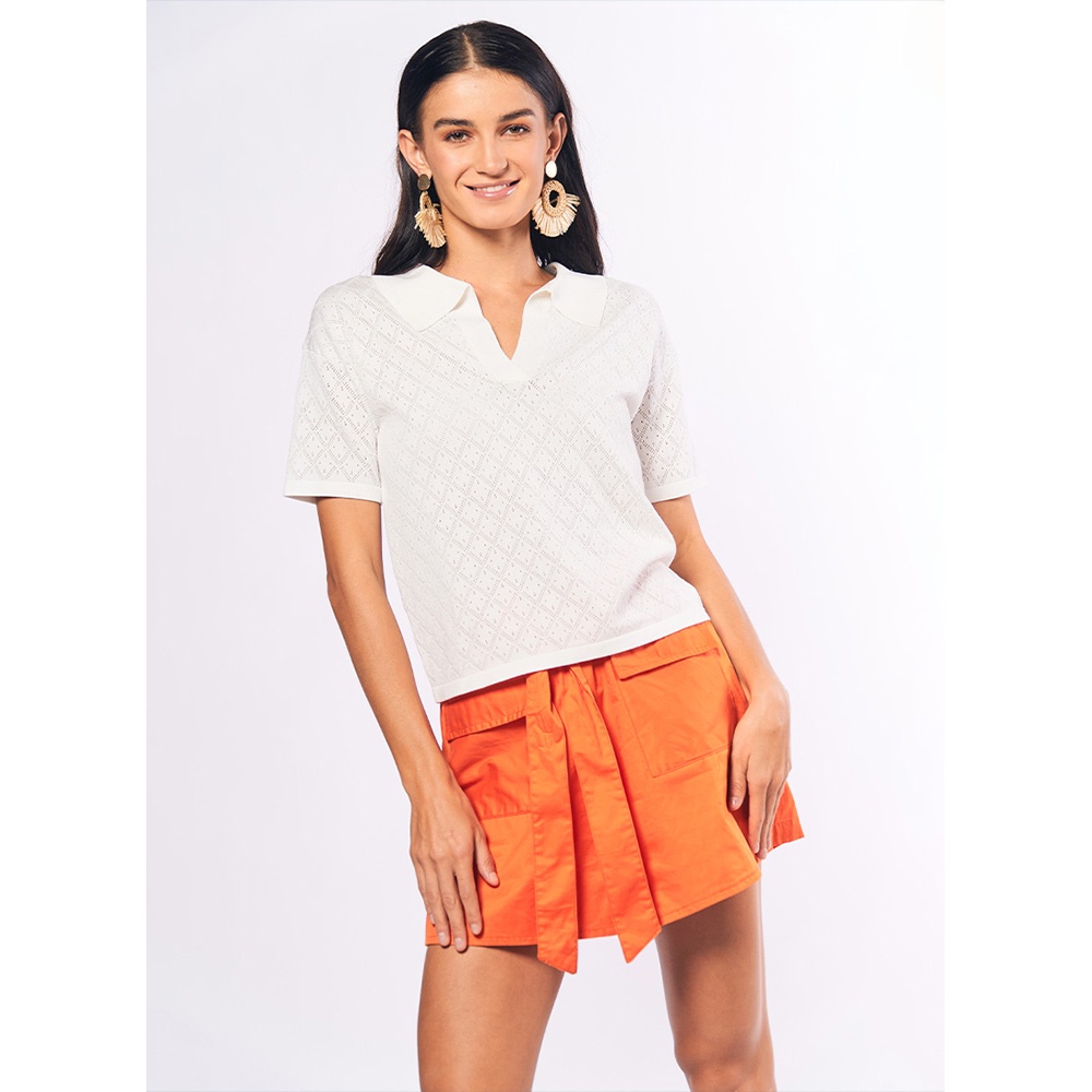 Analogous Beattrix Short Sleeve Top (Offwhite) | Shopee Philippines