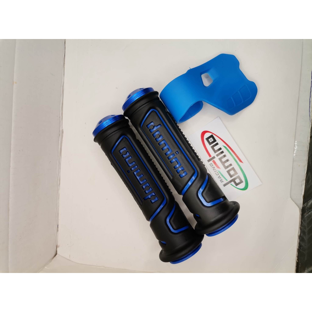 Kawasaki Fury 125RR | UNIVERSAL DOMINO HANDLE GRIP BLUE STEEL BAR END W ...