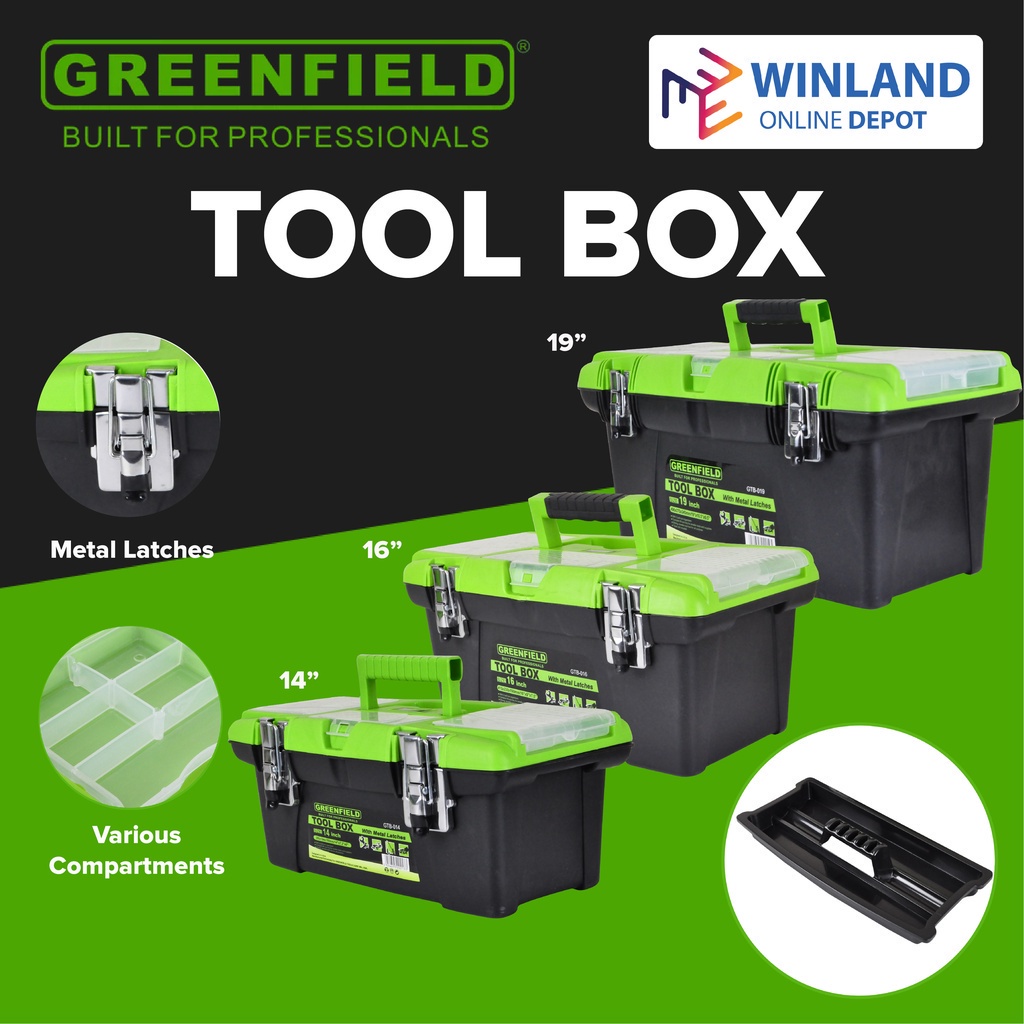 Greenfield by Winland 14-19 Inches Plastic Iron Tool Box Organizer w ...