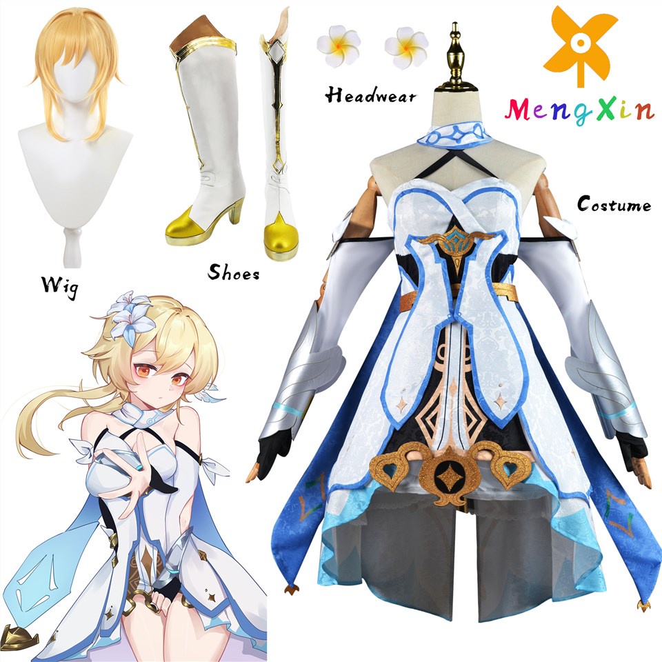 MengXin Anime Genshin Impact Lumine Cosplay Costume Women Dress Wig ...