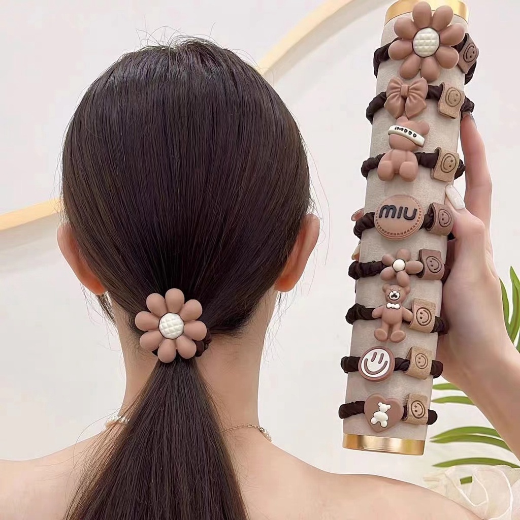 8Pcs Korean Ribbon Hair Rope Set Women's Hair Band Ponytail Hair ...