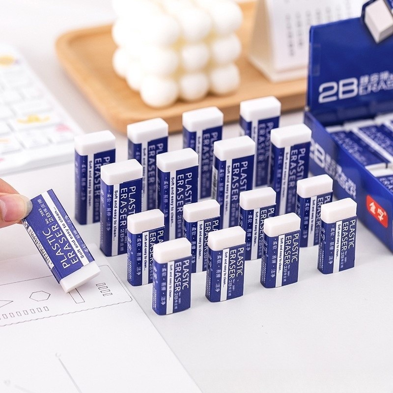 2B Plastic Rubber 1PC PVC White Pencil Eraser For Student Office School ...