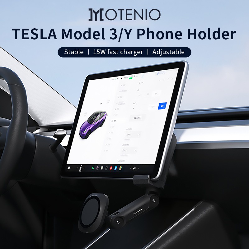MOTENIO Foldable Wireless Magnetic Phone Hoder Phone Gripper for TESLA ...